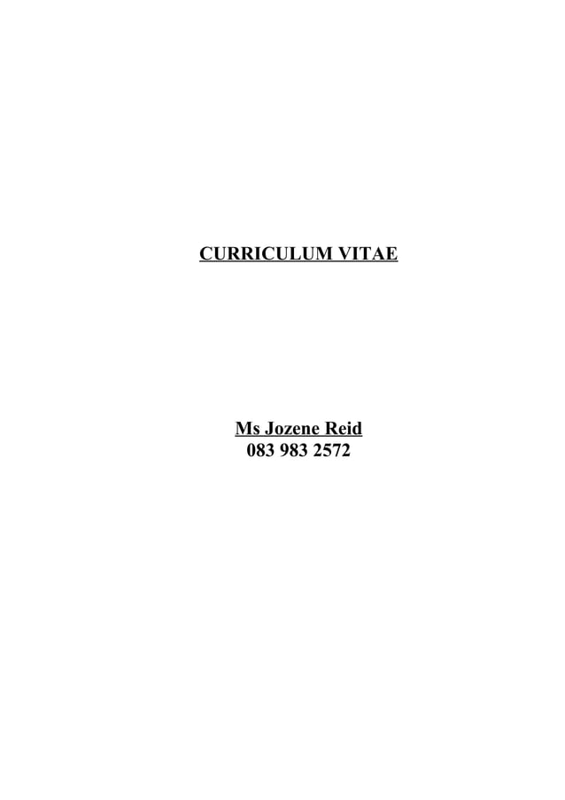 Jozene Reid CV | PDF