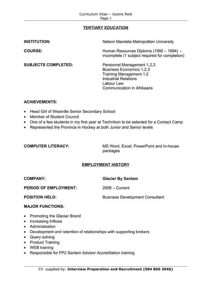 Jozene Reid CV | PDF