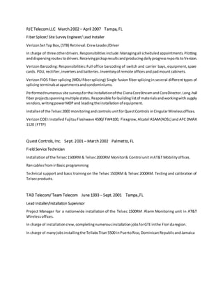 Paul Ruff Telecom Resume | DOCX | Telecommunications Industry | Industries