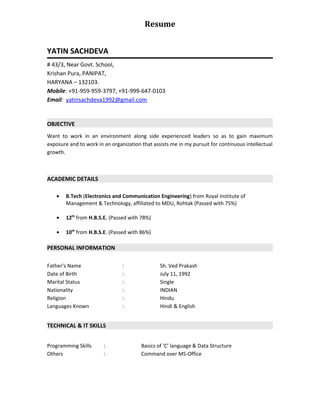 Yatin Resume | PDF