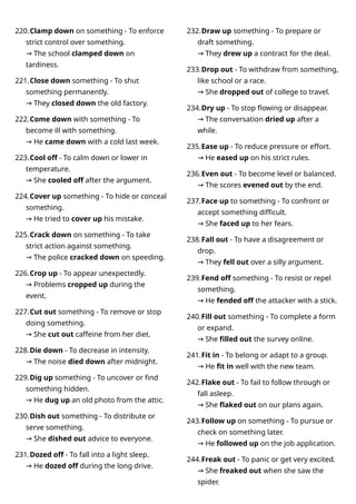800 Common English Phrasal Verbs with meaning and example sentences | DOCX