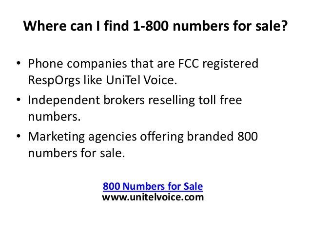 800 numbers for sale