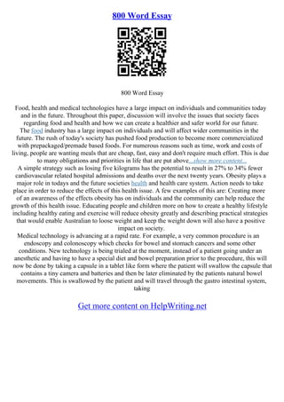 800 Word Essay | PDF