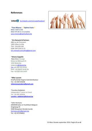 CV Marc Deseke Create Your Freedom jan 2015 English | PDF | Business ...