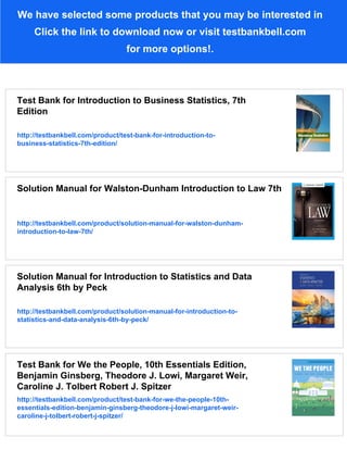 Solution Manual for Introduction to Business Statistics, 7th Edition | PDF