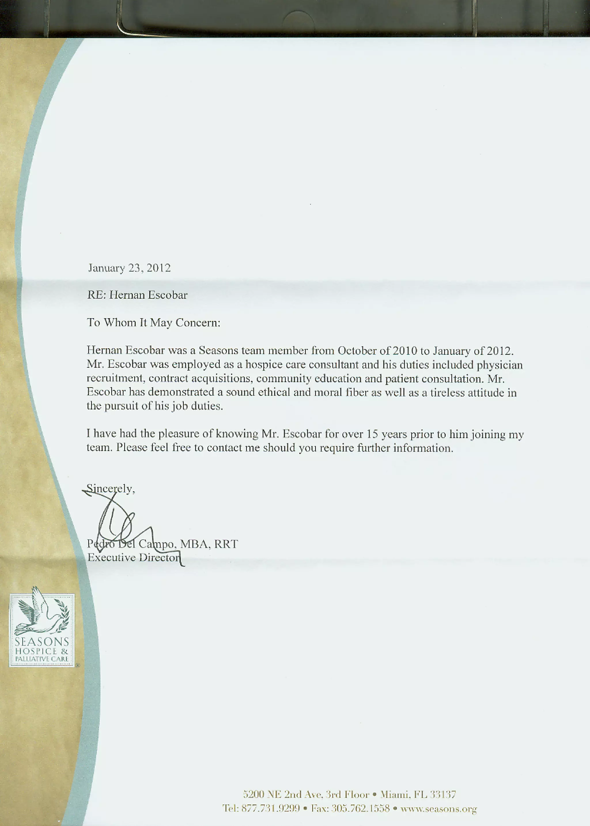 Seasons Hospice Recommendation Letter | PDF
