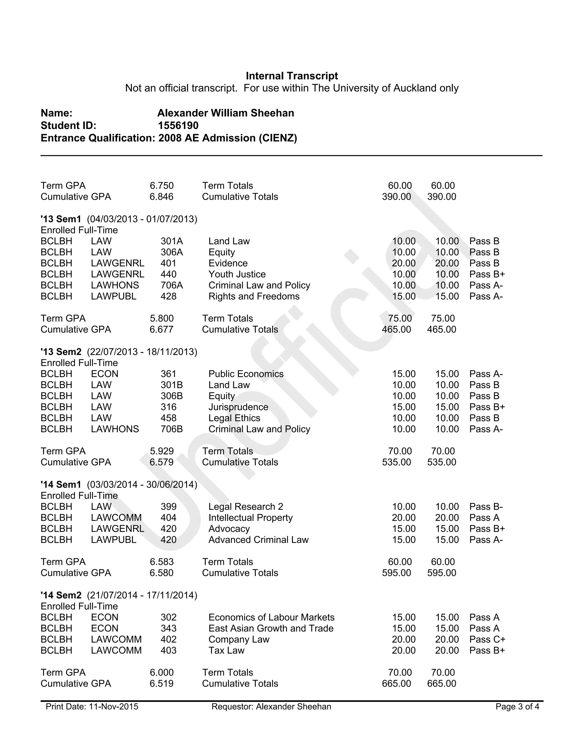 Academic Transcript | PDF | Undergraduate Education | College Education
