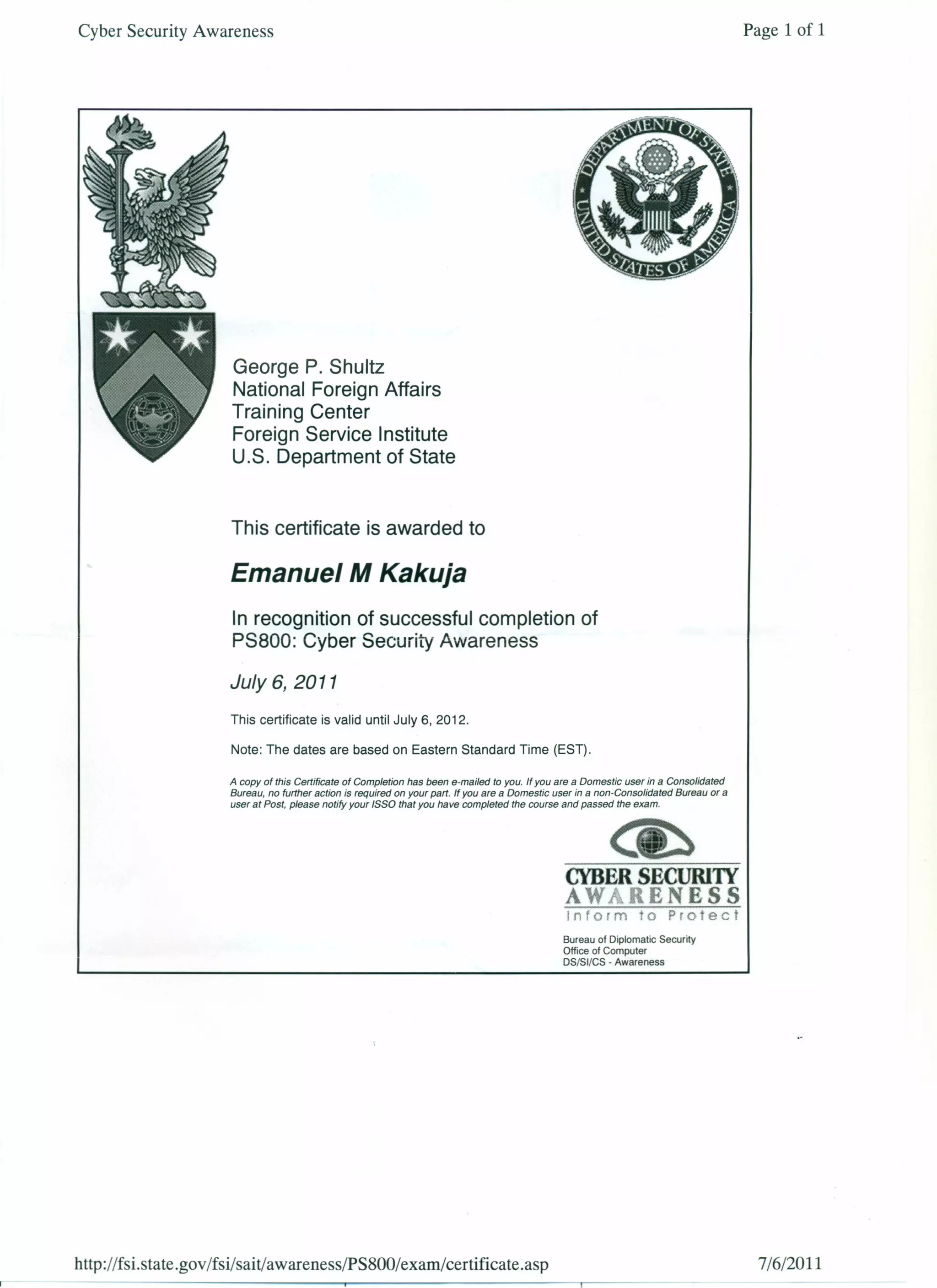 PS 800 Cyber Security Awareness | PDF