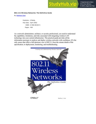 802.11 Wireless Networks The Definitive Guide | PDF