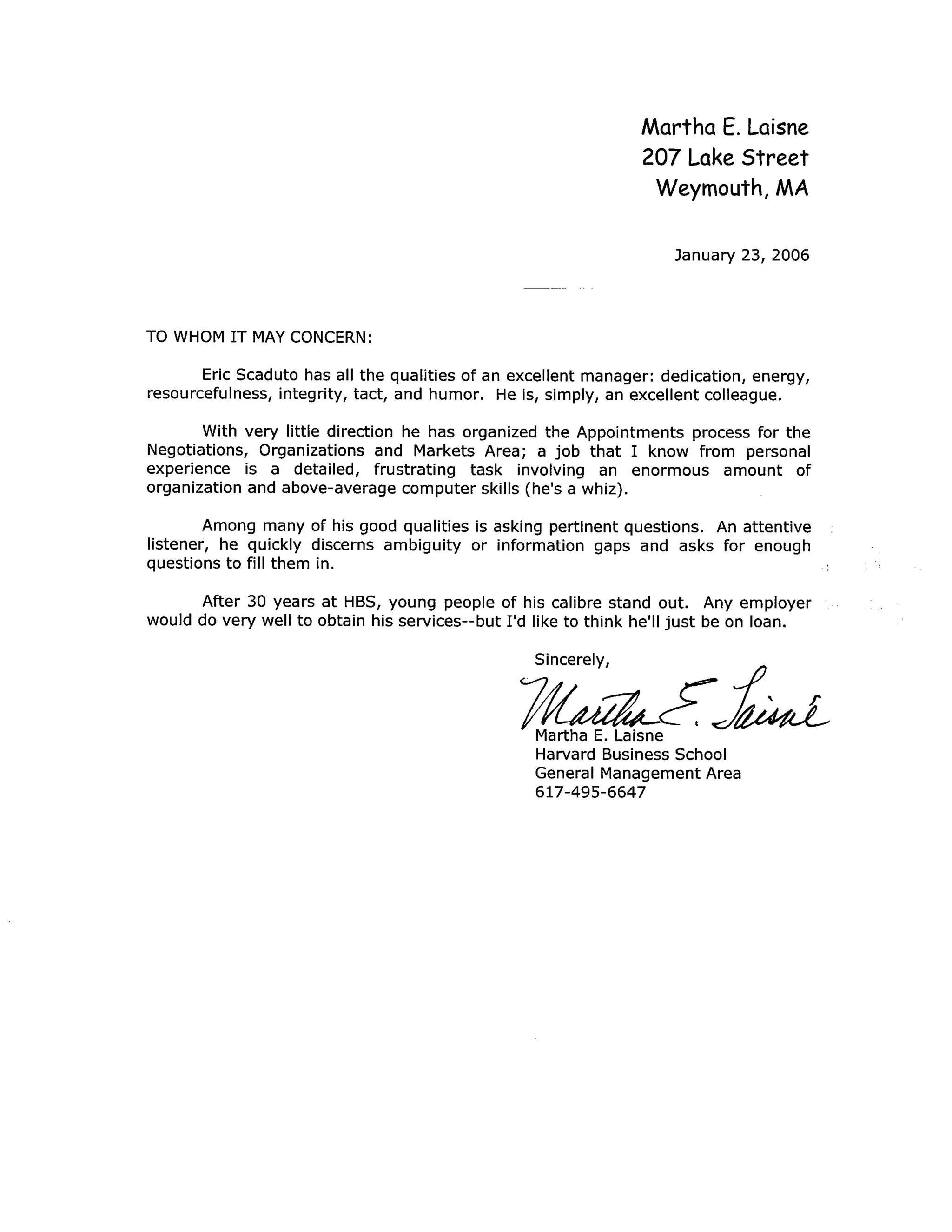 Eric Scaduto Recommendation Letter1 | PDF