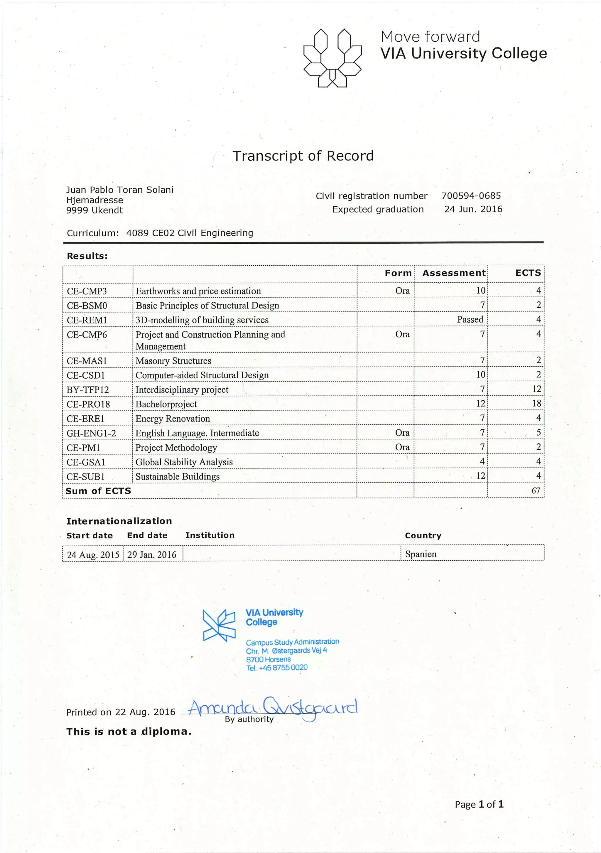 Juan Pablo - Transcript of Records VIA UC | PDF