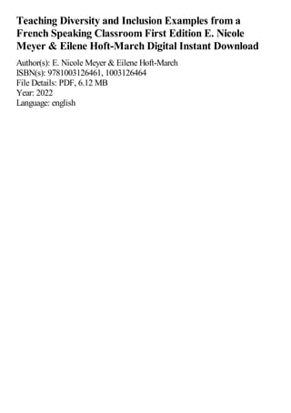 Teaching Diversity and Inclusion Examples from a French Speaking ...