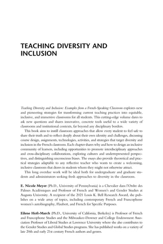 Teaching Diversity and Inclusion Examples from a French Speaking ...
