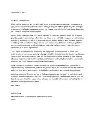 Reference Letter for Mark Stepko | PDF