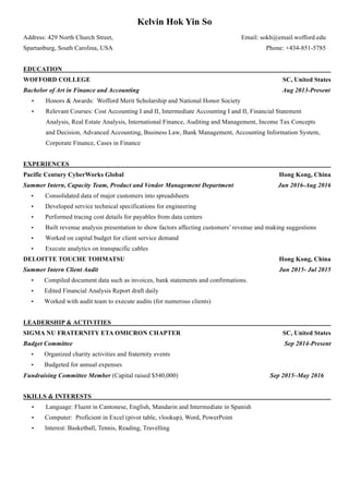 Resume - Kelvin So