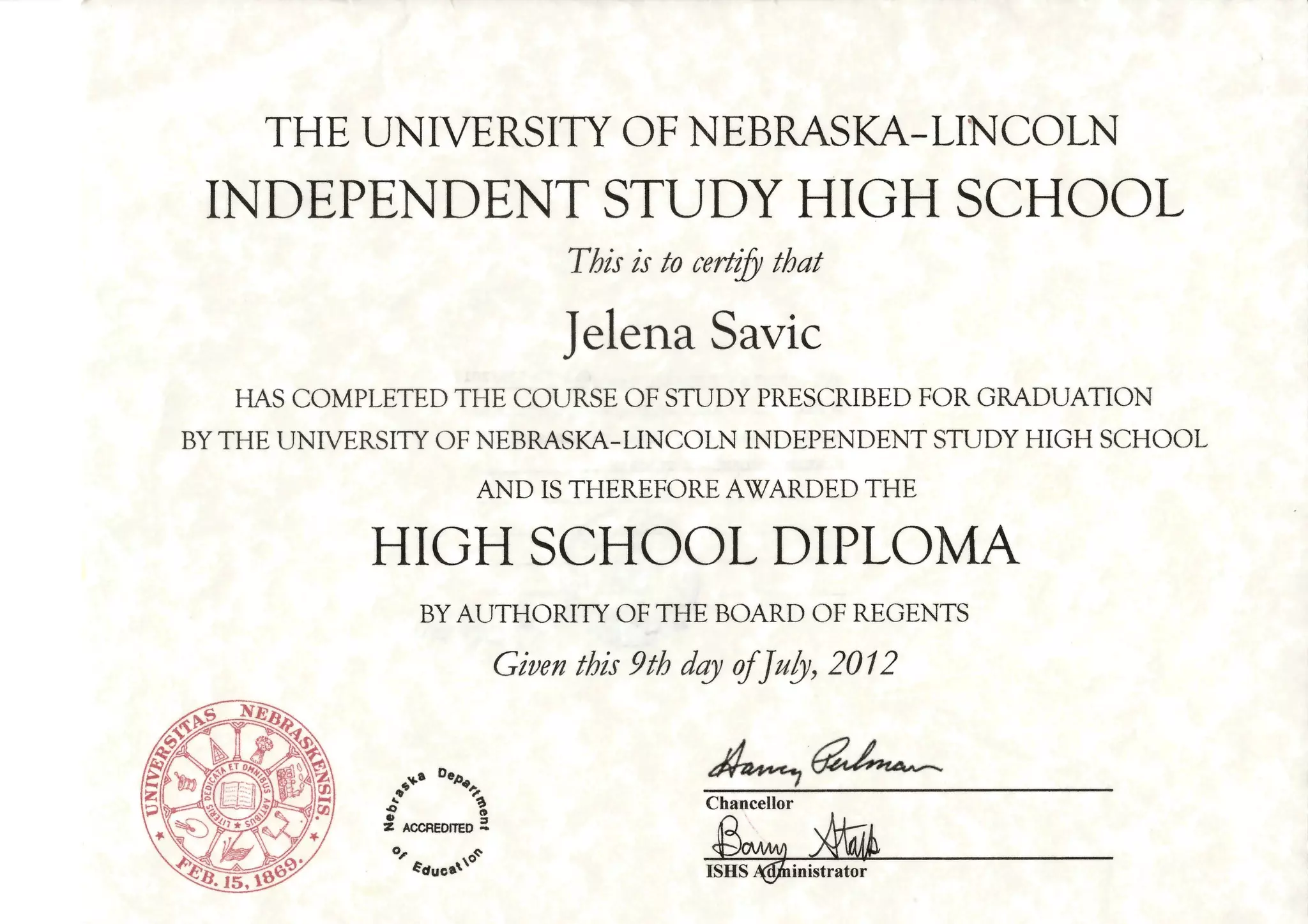 Jelena High School Diploma | PDF