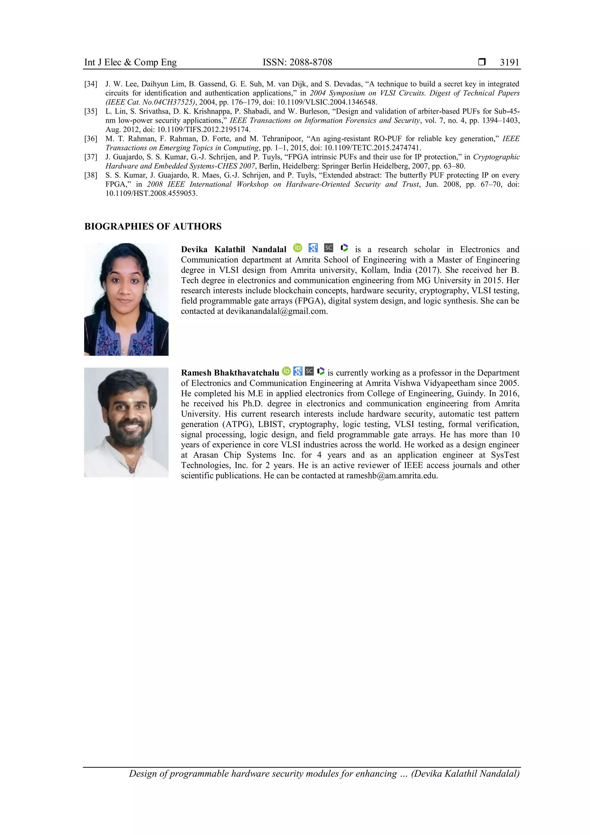 Design Of Programmable Hardware Security Modules For Enhancing