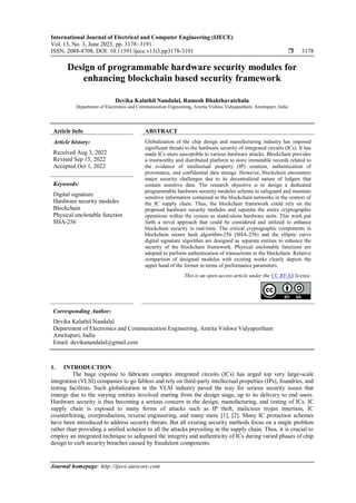Design of programmable hardware security modules for enhancing blockchain based security ...