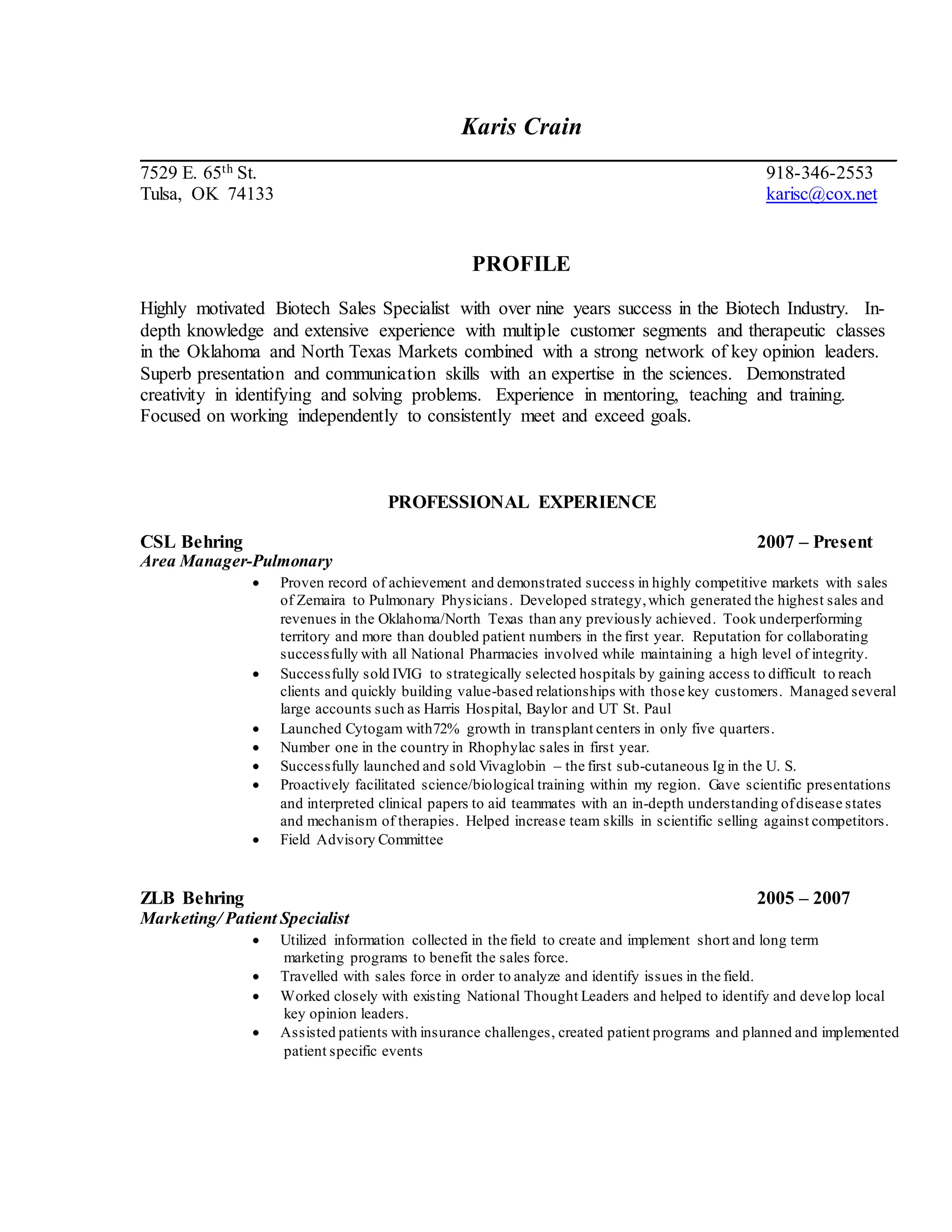 Karis Crain Resume | DOCX