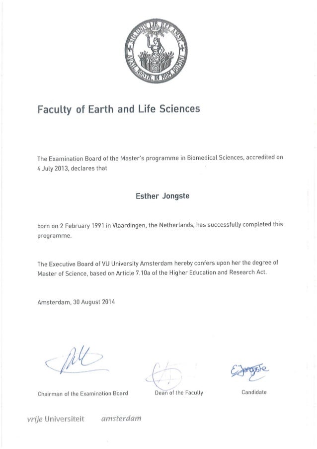 Master Diploma (VU Amsterdam) Master Diploma (VU Amsterdam)