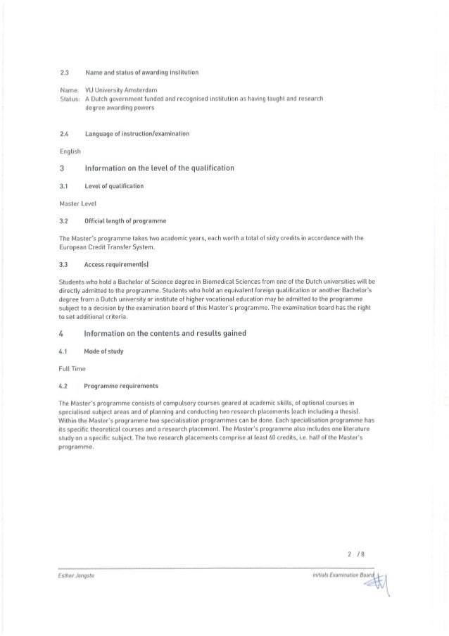 Master Diploma (VU Amsterdam)