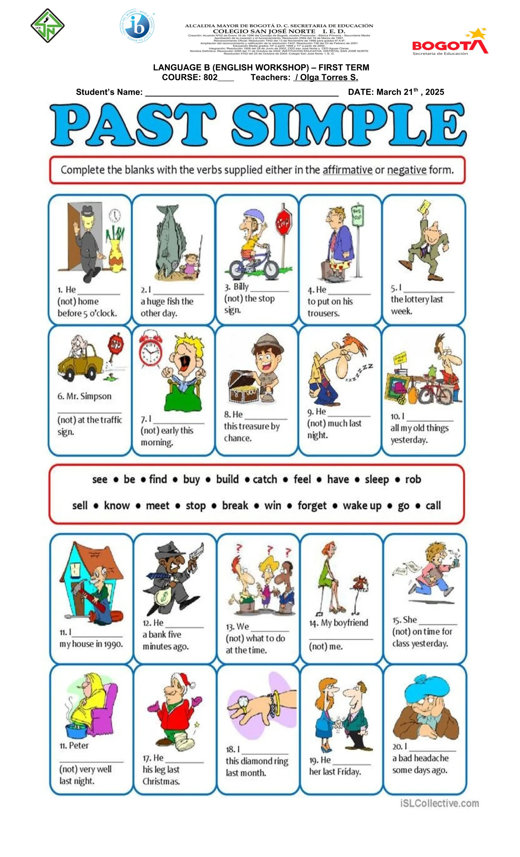 Past tense Simple past tense reading comprehension skills | DOCX