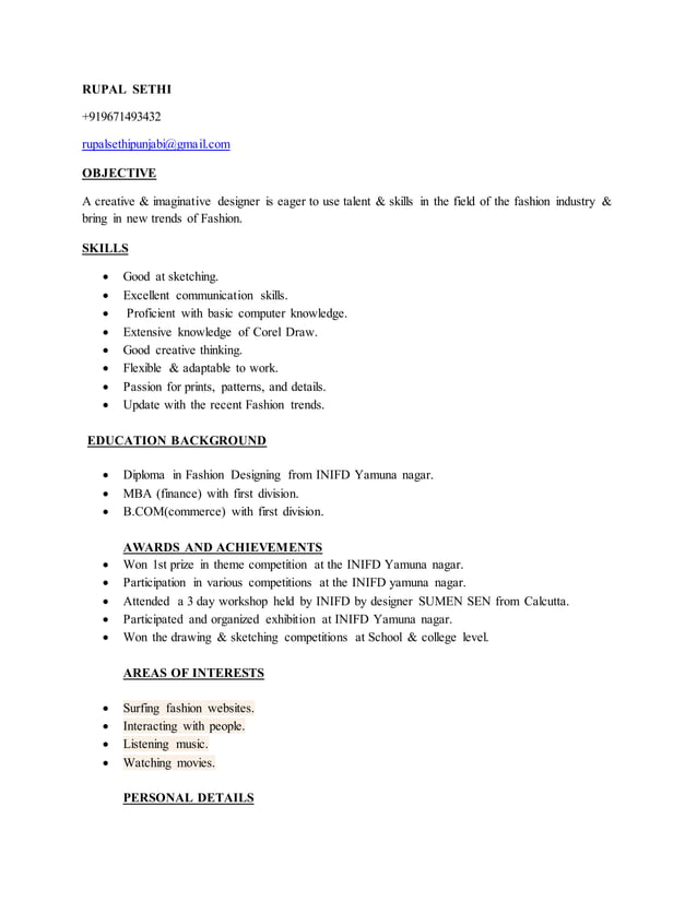 RUPAL FD CV | PDF