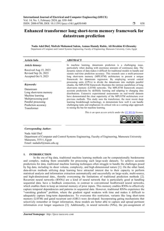Enhanced transformer long short-term memory framework for datastream prediction | PDF