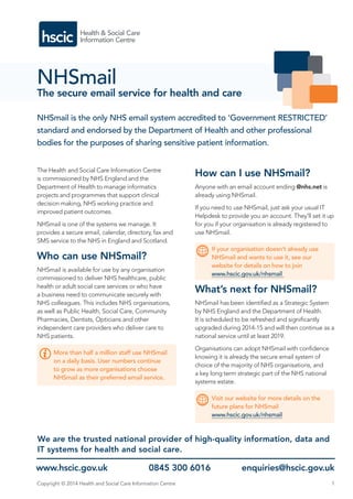 NHSmail: The Secure Email Service for Health and Care | PDF
