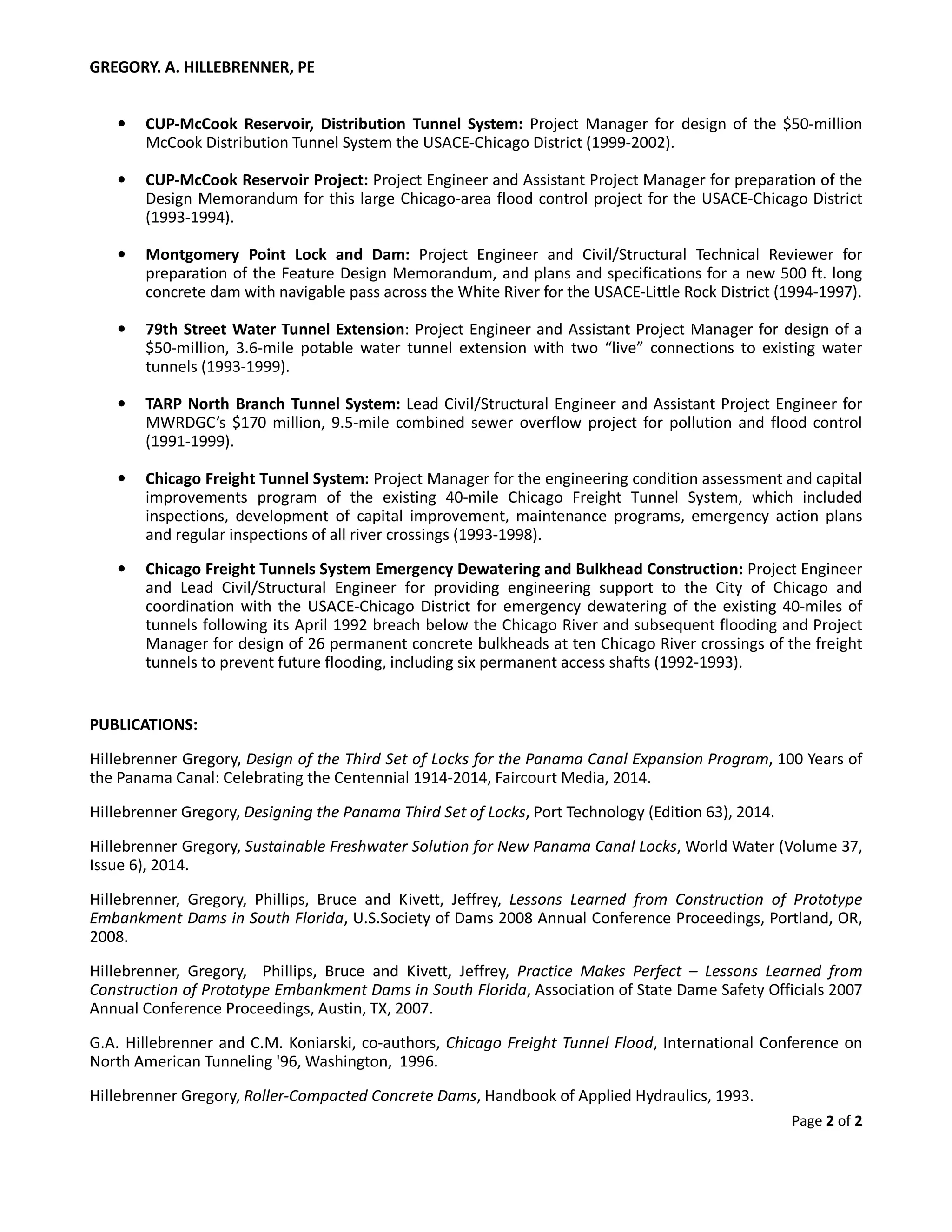 G.Hillebrenner (Partial Resume) | PDF | Civil Engineering Industry | Industries