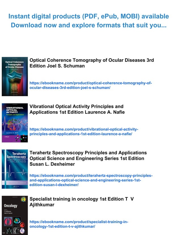 Optical Coherence Tomography Principles and Applications 1st Edition Mark E. Brezinski | PDF