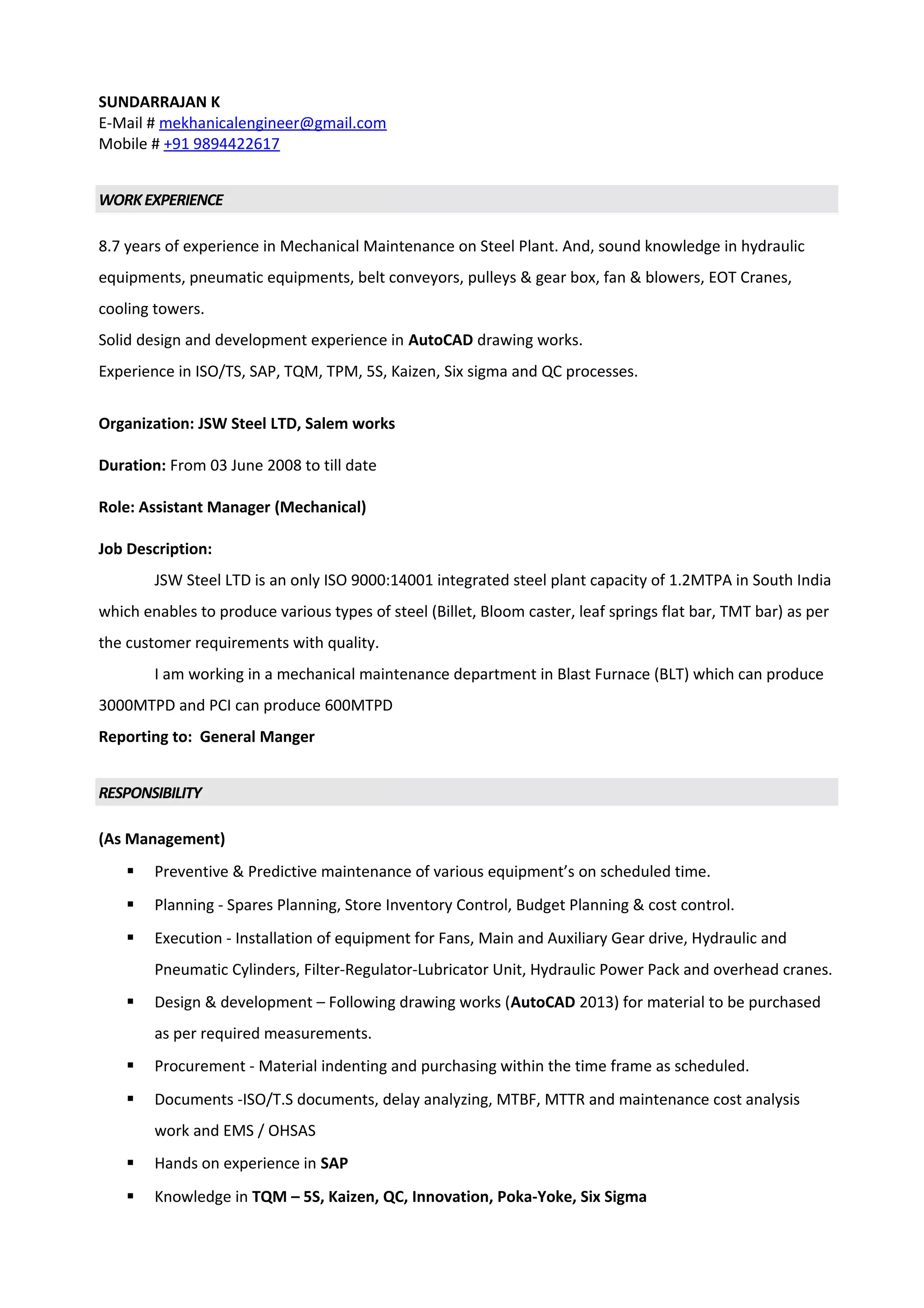 Sundar Resume | DOC