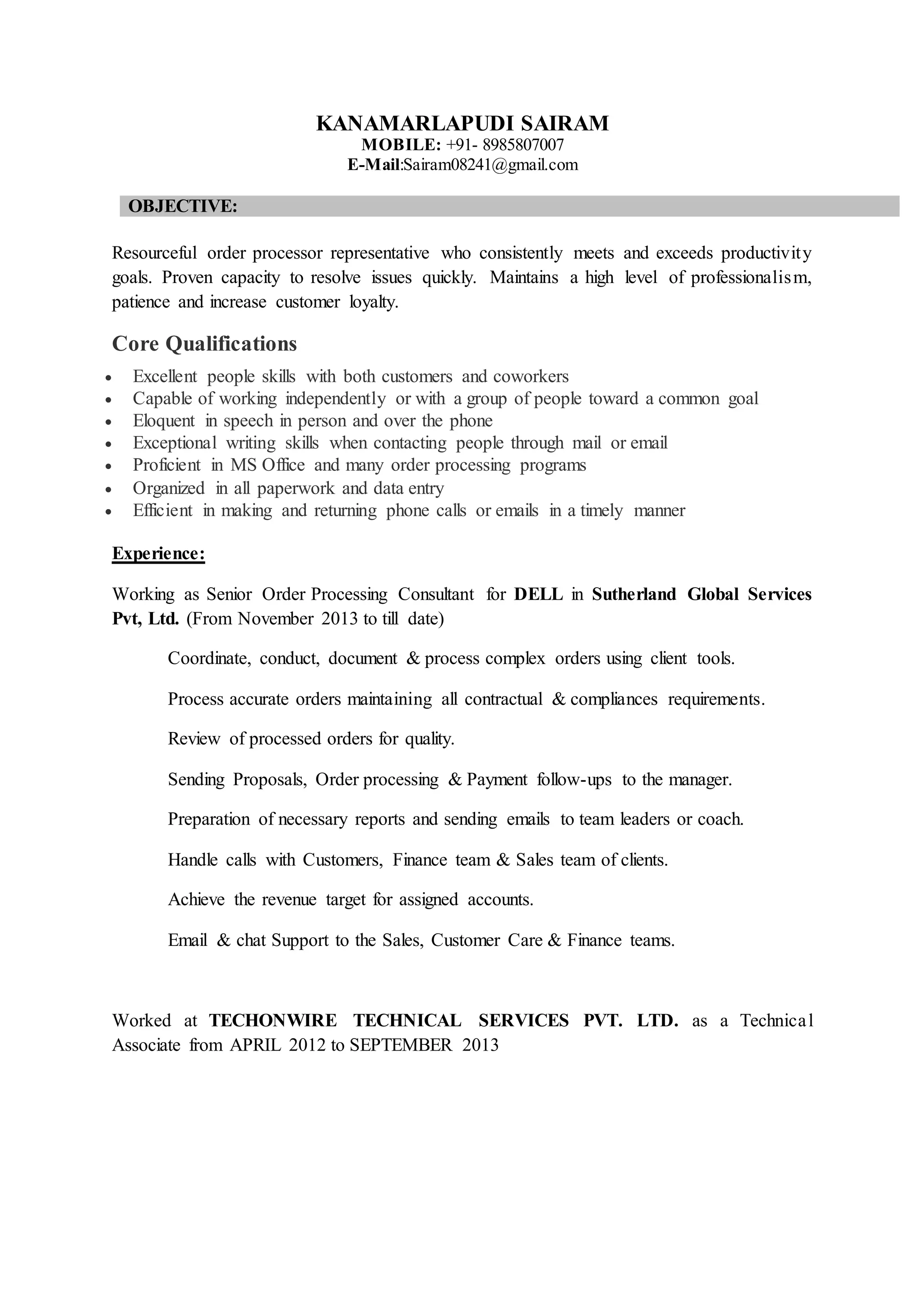 Resume Sai | PDF