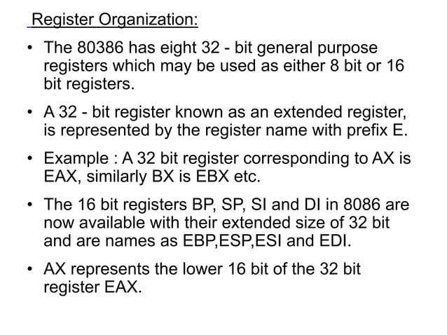 80386 Architecture | PPTX | Operating Systems | Computer Software and Applications
