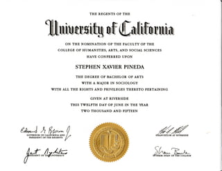 Stephen X. Pineda's B.A. Sociology Degree | PDF