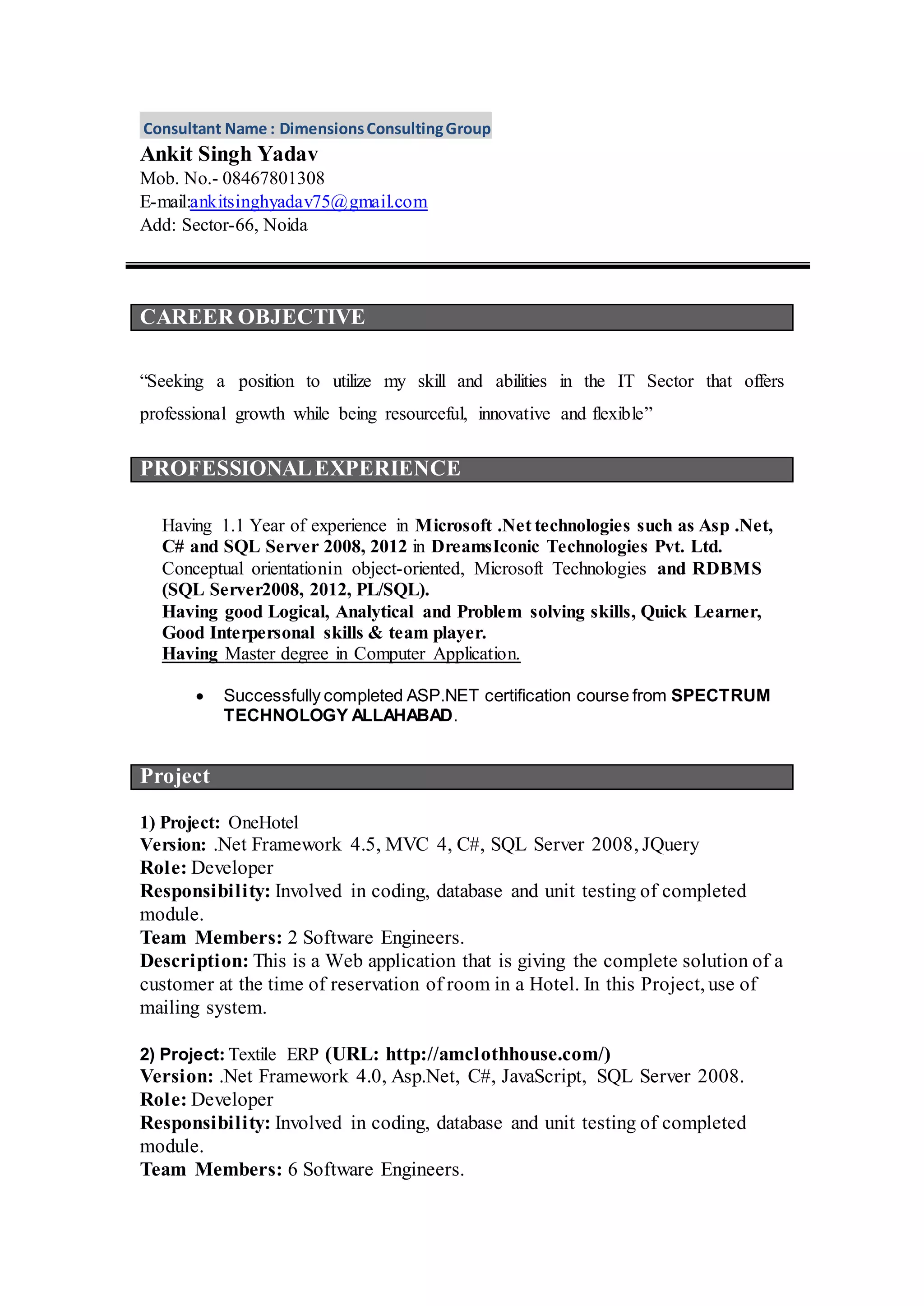 Ankit Resume | DOCX