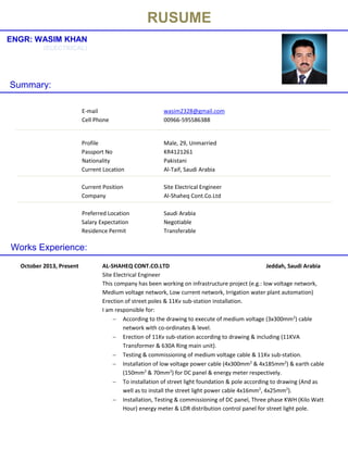 Engr Wasim Khan CV | PDF