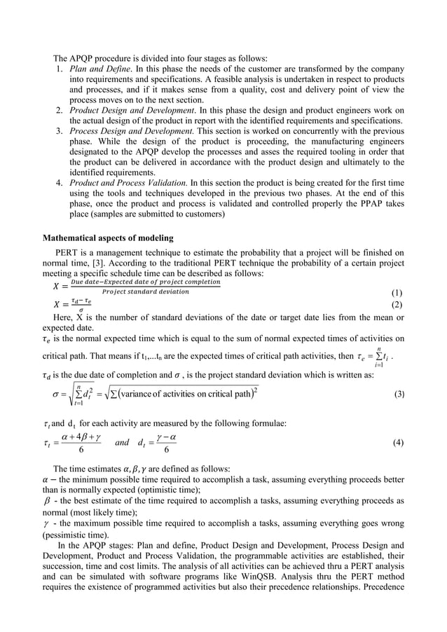 Advanced Product Quality Planning Reference Model | PDF