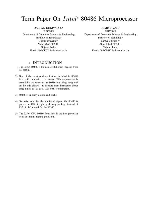 Intel 80486 Microprocessor | PDF | Data Storage and Warehousing | Computing