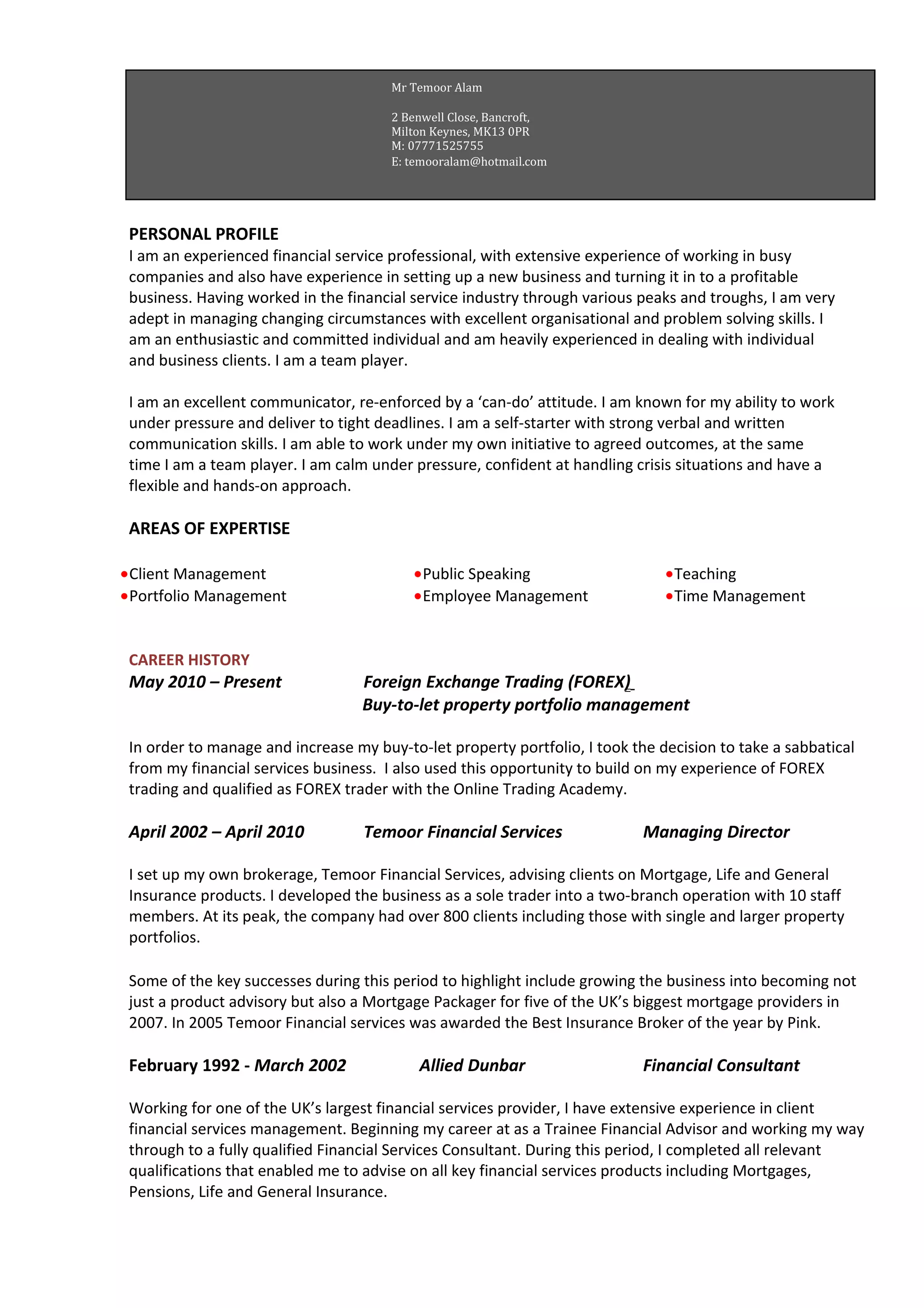 Temoor Alam CV - Oct- 2015 | PDF