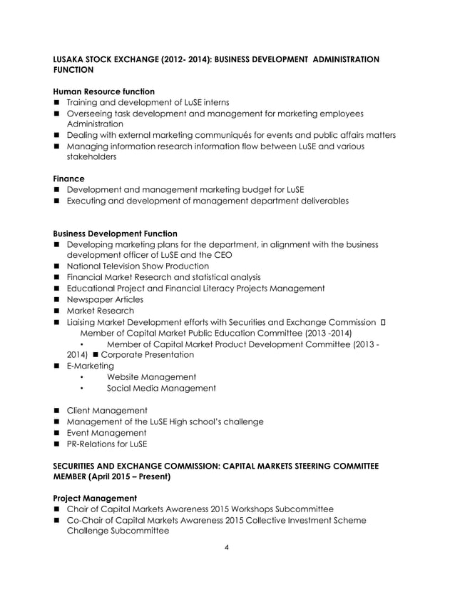 Curriculum vitae - Munyumba Mutwale August 2016 | PDF