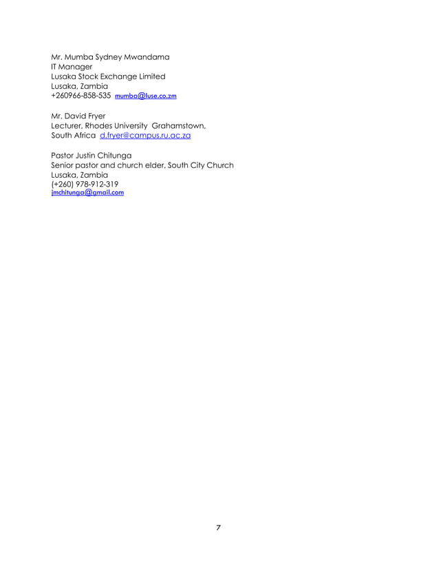 Curriculum vitae - Munyumba Mutwale August 2016 | PDF