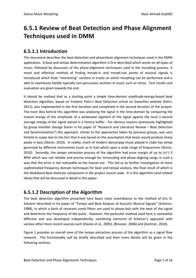6.5.1 Review of Beat Detection and Phase Alignment Techniques used in DMM | PDF