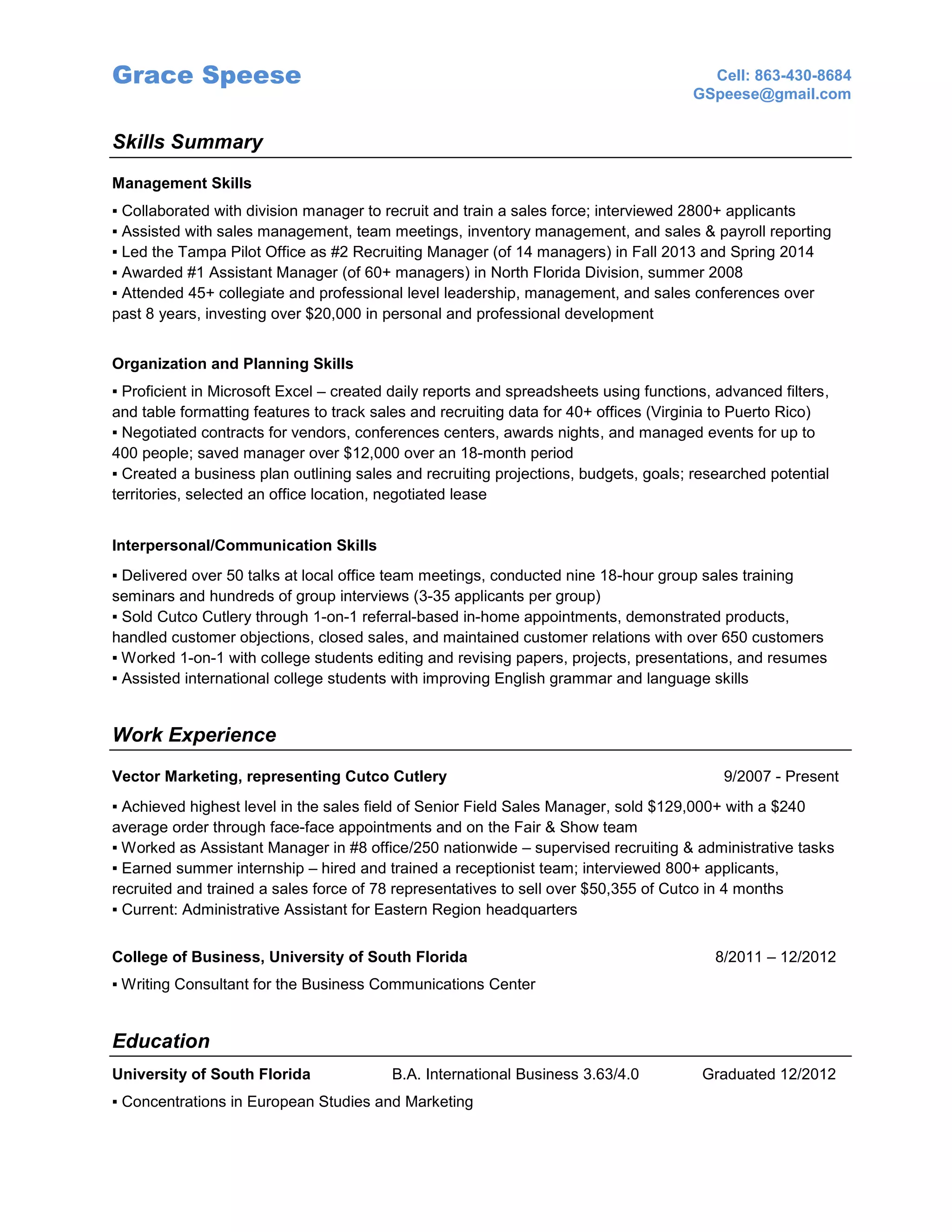 Speese, Grace Resume | PDF