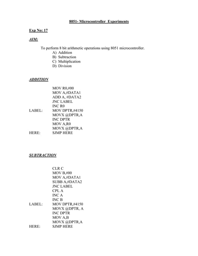 8051 experiments1 | PDF | Digital Audio | Computer Software and Applications