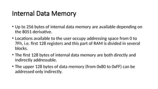 Microcontroller 8051 -on Chip Memory & External Memory | PPTX