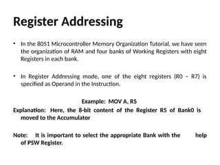 Expanation about Addressing Mode of 8051 | PPT