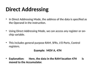 Expanation about Addressing Mode of 8051 | PPT
