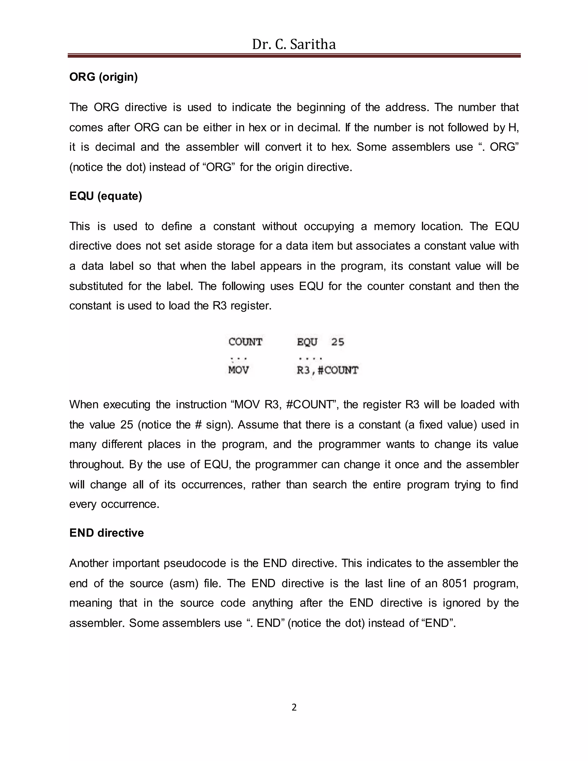 8051 data types and directives | DOCX 8051 data types and directives | DOCX