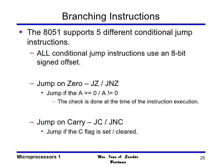 conditional jump instructions in 8051